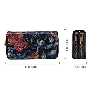 XEYOU Double Zipper Long Clutch Wallet Cellphone Wallet for Women with Removable Wristlet Strap for Credit Card, Cash, Coin, Bill