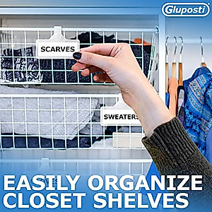 25 Clear Plastic Wire Shelf Label Holders for Adhesive Labels, Professional Display Retail Price Tag Ticket Hanger Clips, Snap On Pantry Sign Label Holder for Wire Shelves & Baskets (3" W x 1.25" H)