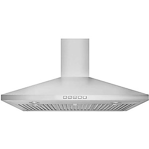 Broan-NuTone BWP2366SS Convertible Wall-Mount LED Lights Pyramidal Chimney Range Hood, 630 MAX Blower CFM, 36-Inch, Stainless Steel