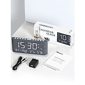 Digital Wooden Alarm Clock with Dual Alarm,Weekday/Weekend Mode,Adjustable Volume,Humidity & Temperature Detect,2-100% Dimmer,12/24H,Snooze,2 USB Chargers,Battery Backup, Loud Alarm Clock for Bedroom