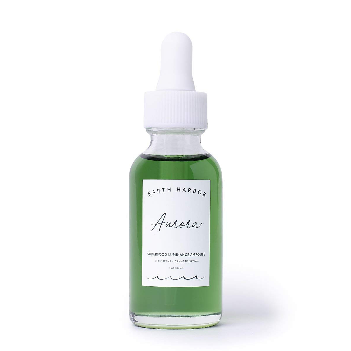 Earth Harbor | AURORA Superfood Luminance Ampoule | 100% Botanical Skin Treatment | Calm and Illuminate | Seaweed & Cannabis Sativa |1 fl oz