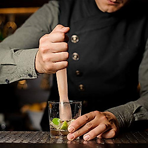 Wooden Cocktail Muddler Drinks Muddler Bar Muddler and 12 Inches Spiral Mixing Spoon Stainless Steel Shaker Spiral Spoon for Making Cocktails Drinks Juice (Simple Style)