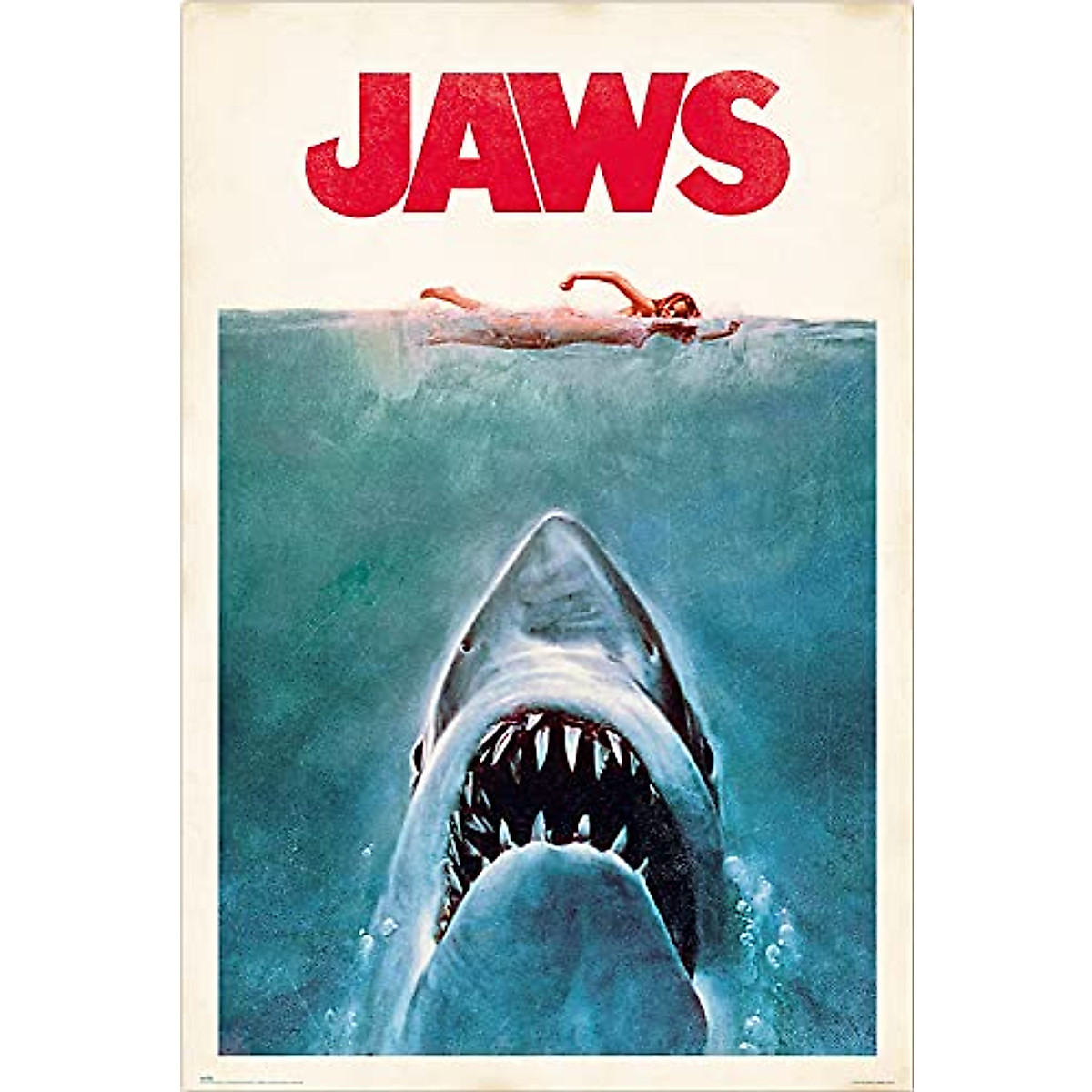 Jaws - Movie Poster (Regular Style - Retro/Vintage Design) (Size: 24" x 36")
