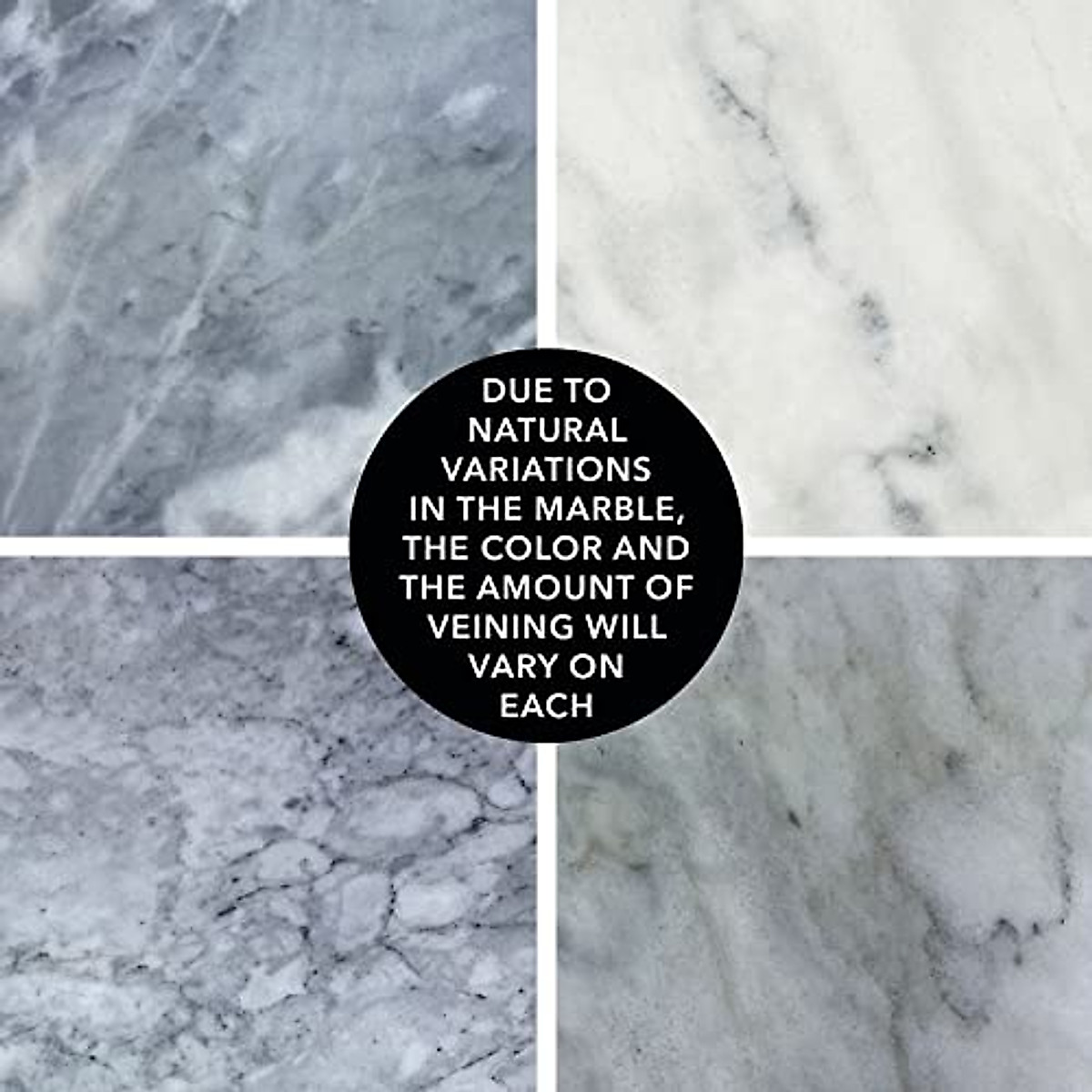 mDesign Thin Marble Pastry Board, Cutting Slab Kitchen Serving Tray with Deco Handles for Baking, Chopping, and Rolling - Serve Bread, Candy, Chocolate, Cheese, and Appetizers - Marble/Black