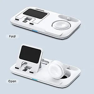 OLEBR 3 in 1 Charging Station for Multiple Devices Apple Bedside Charging Stand for iPhone and Apple Watch 7/6/SE/5/4/3/2/1 Charging Dock for AirPods Pro/3/2/1 (with 12W Fast Charger) White