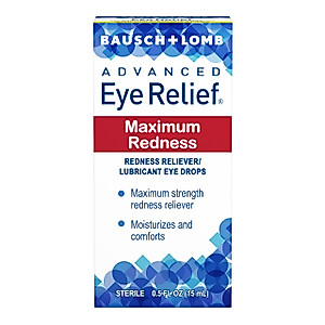 Bausch & Lomb Advanced Eye Relief Maximum Redness Lubricant Eye Drops from 0.5 Fl Oz (15 mL) - Pack of 5
