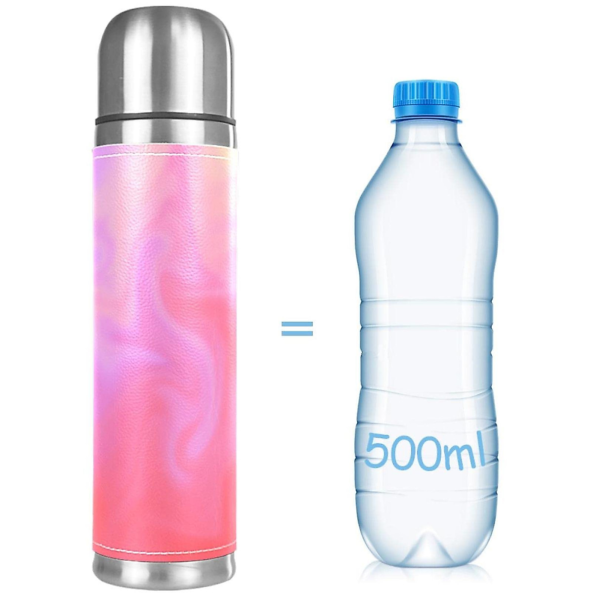 Stainless Steel Leather Vacuum Insulated Mug Psychedelic Thermos Water Bottle for Hot and Cold Drinks Kids Adults 16 Oz