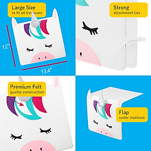 PIKL Unicorn Hamper Bedside Caddy set Patented design Quality Girls Laundry Hamper with Carry Handle and hanging storage organizer bed pocket unicorn decor Ideal gift for girls kids laundry basket