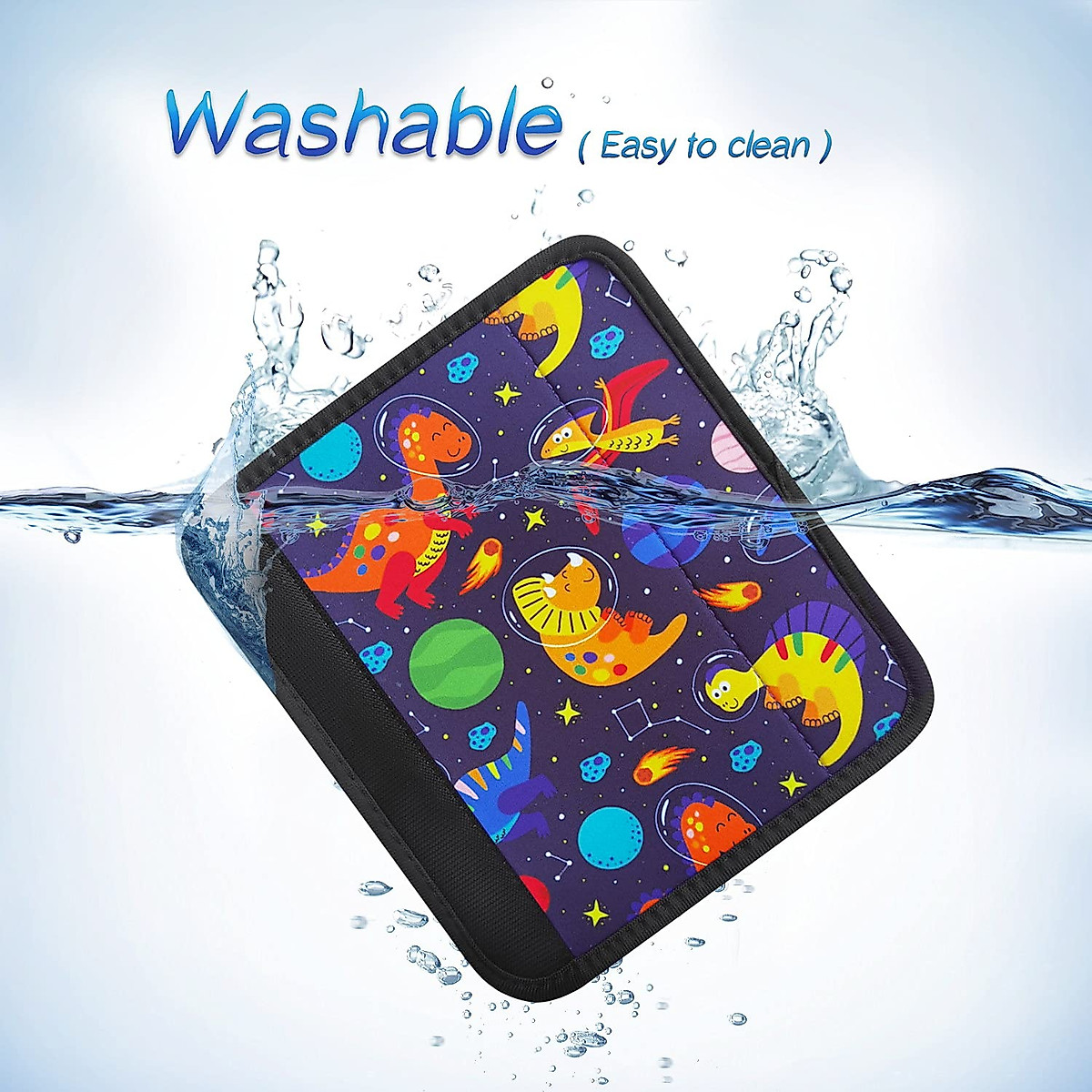 2Pack Seat Belt Cover for Kids, Cute Cartoon Pattern Car Seat Belt Pads Cover for Girls and Boys, Kid's Seat Belt Cushion, Shoulder Strap Pad (Space Dinosaur)