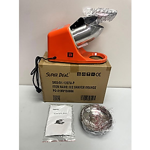 SUPER DEAL Upgraded 300W Electric Ice Shaver Ice Shaved Machine Snow Cone Maker 145 lbs (Orange)
