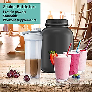 Lyeasw 24 OZ Shaker Bottle for Protein Mixes, BPA Free Leakproof Portable Clear Shaker Cups for Workout, 2 Pack