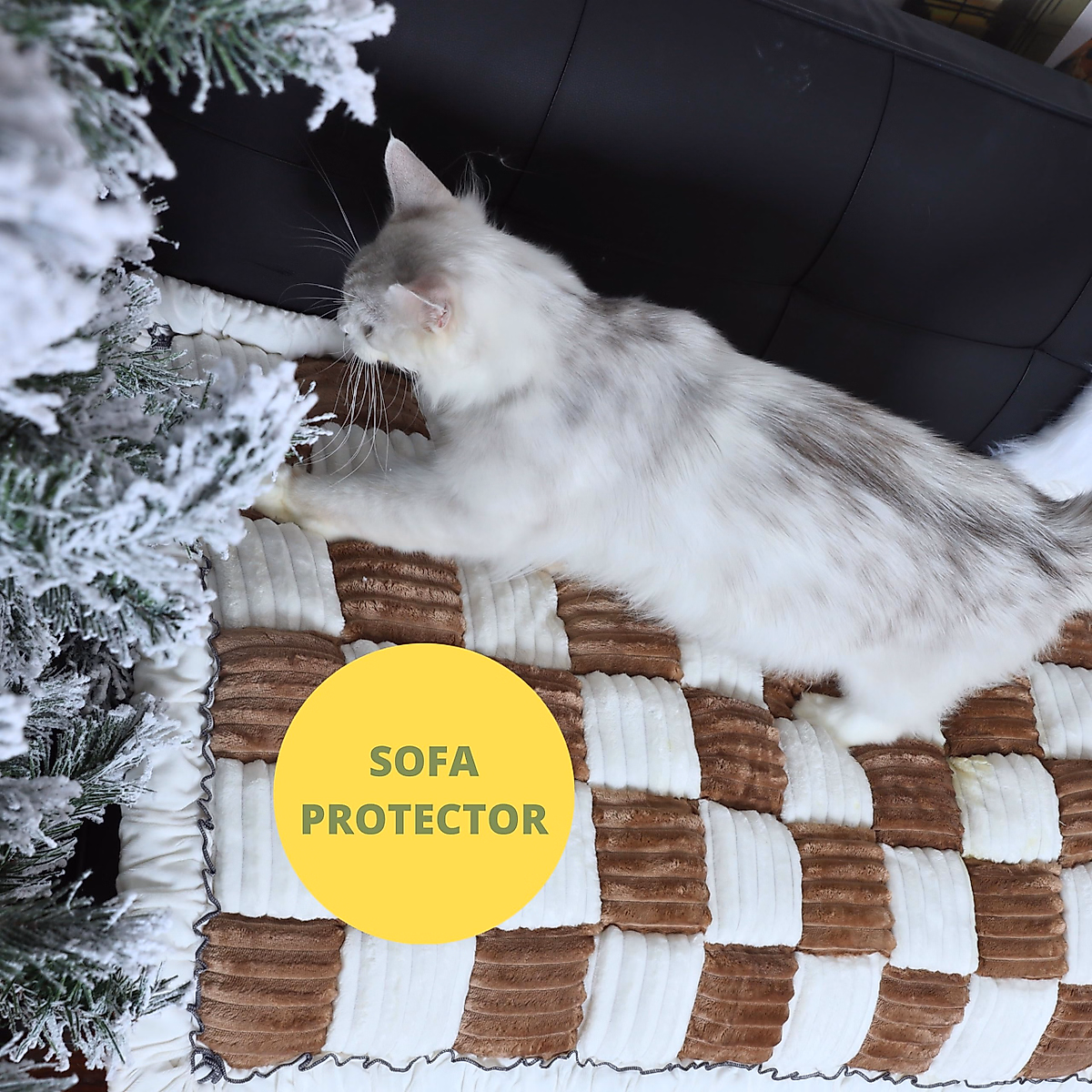 Cattasaurus Pet Couch Cover, Washable Sofa Protector for Cats & Dogs, Pet-Friendly Couch Mat for Cats & Dogs Up to 120lbs (Large, Blue Grey)