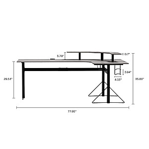 DAR CORE Computer Gaming L-Desk with Power, Gray/Black