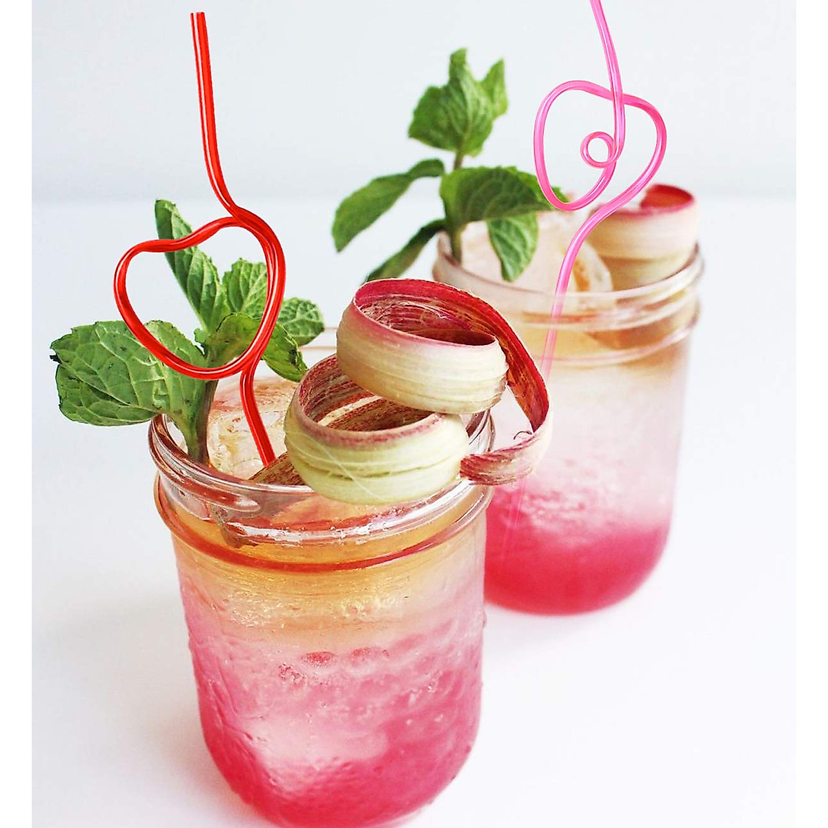 36PCS Heart Shaped Drinking Straws Krazy Loop - Valentines Day Party Supplies Decorations