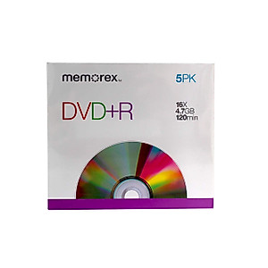 Memorex 16x 4.7GB 120min DVD+R Media 5pack