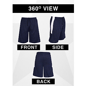 Reset Men's Athletic Workout Shorts with Pockets Dri-Fit Color Block Mesh Gym Shorts - 4 Pack (Navy/Gray/Black/Burgundy, XX-Large)