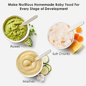 Gemdom Large 4.5 Cup Baby Food Maker, 4-1 Steamer and Blender Food Processor for Homemade Organic Puree Smoothie Mash, Sterilize and Warm Function, 6 Pack Reusable Food Pouches, Baby Essentials