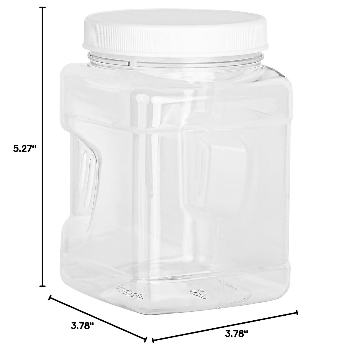 Stock Your Home Plastic Storage Jars (6 Pack) - 32 Oz Square Plastic Canisters with Lids - Shatterproof Plastic Storage Jars with Lids - Reusable Wide Mouth Clear Plastic Containers with Lids