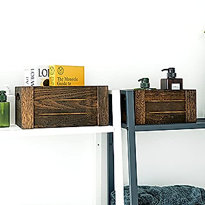 REVOLUMINI Decorative Wooden Crate,Set of 4 Rectangle Storage Boxes, Nesting Storage Crates with Handles,Crates for Storage,Wooden Storage Bins (Brown)