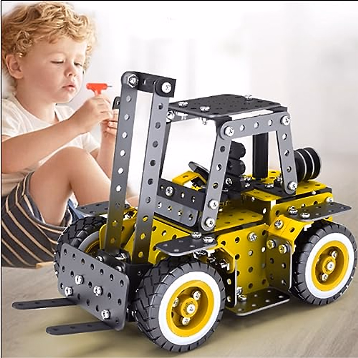 Wuba 3D Metal Puzzle, Engineering Forklift Truck Model, Steampunk Metal Model Kits, Brain Teasers, Birthday Gifts for Adult&Kids (370PCS)