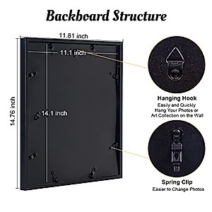 ENGLORY 11x14 Picture Frame Black Set of 3, Made of composite wood and Real Glass, Display 8x10 with Mat or 11x14 Without Mat, 11 x 14 Photo Frames for Wall Mounting.