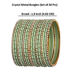 Efulgenz Indian Bangles for Women Indian Traditional Bangles Indian Bangle Set Rhinestone CZ Plain Metal Bracelet Bangle Jewelry for Women