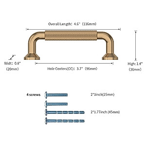 KNOKLOCK 10 Pack 3.75 Inch(96mm) Kitchen Cabinet Handles knurled Champagne Bronze Cabinet Pulls Gold Kitchen Cabinet Hardware Drawer Pulls for Dresser Cupboard Wardrobe