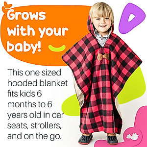 Birdy Boutique Car Seat Poncho for Kids – Safe to Use Over Seat Belts – Reversible Warm and Cozy Blanket – Easy on Easy Off and Doesn’t Impact Car Seat Performance – Deer and Buffalo Plaid – One Size