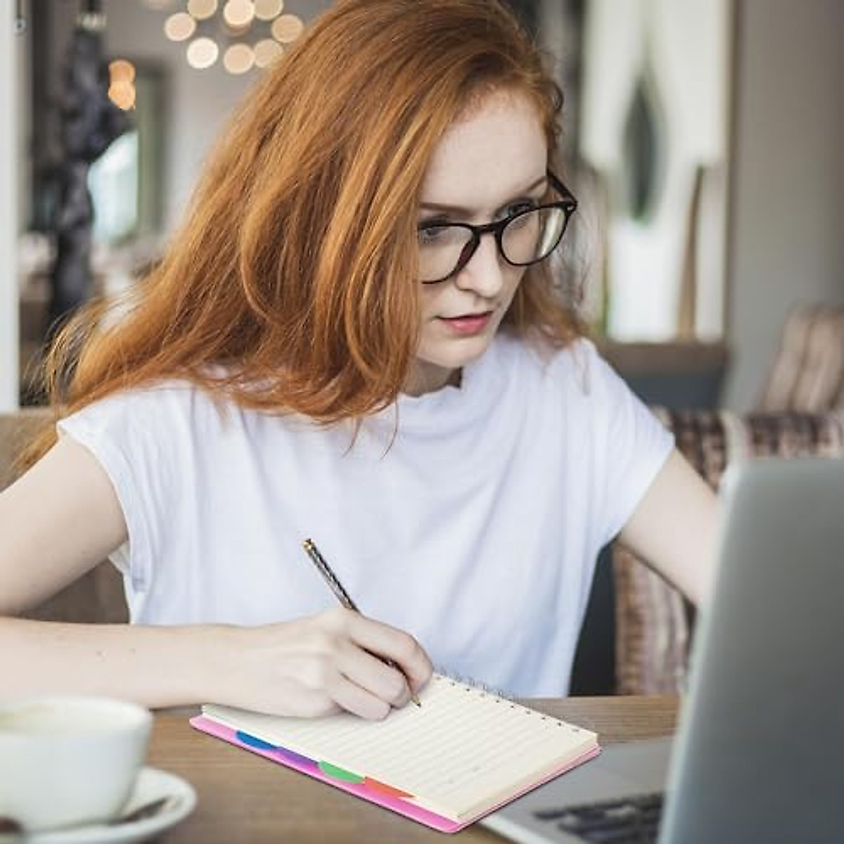 Yoment 5 Subject Notebook with Tabs Dividers Small Spiral Notebook, 6" X 8" Lined Journal Notebooks for School Office Work, 206 Pages Notebooks for Women Men School Meeting,Purple