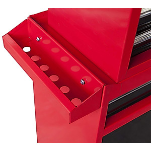 Wolf Rolling Garage Workshop Tool Organizer: Detachable 4 Drawer Tool Chest with Large Storage Cabinet and Adjustable Shelf, Red/Black (WF1204R-RB)