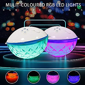 Bluetooth Speakers with Colorful Lights, Portable Speaker IPX7 Waterproof Floatable, Built-in Mic,Crystal Clear Sound Speakers Bluetooth Wireless 50ft Range for Home Shower Outdoors Pool Travel.