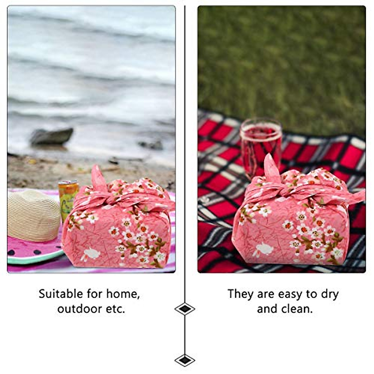 Amosfun Japanese Wrapping Cloth Handkerchief Japanese Bento Lunch Bandana Cover Pink Decorative Table Plate Cloth for Home Picnic Camping Outdoor Bento Wrapper 50X50CM