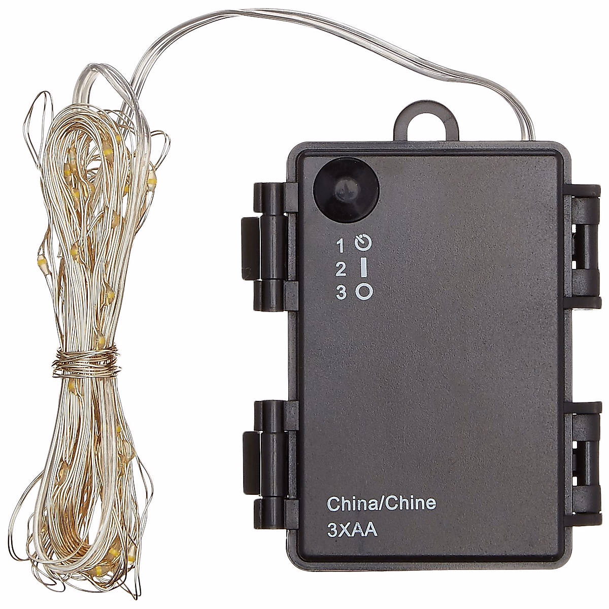 Gerson 38624-60 Light 20' Silver Wire Warm White Battery Operated Outdoor LED Micro Miniature Christmas Light String Set with Timer