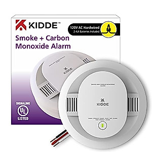 Kidde Hardwired Smoke & Carbon Monoxide Detector, AA Battery Backup, Interconnectable, LED Warning Light Indicators & Smoke Detector, Hardwired Smoke Alarm with Battery Backup, White
