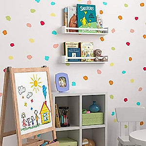 Wallniture Utah 24" Bookshelf for Kids Room Decor, White Floating Shelves for Kitchen, Bathroom Storage Set of 2