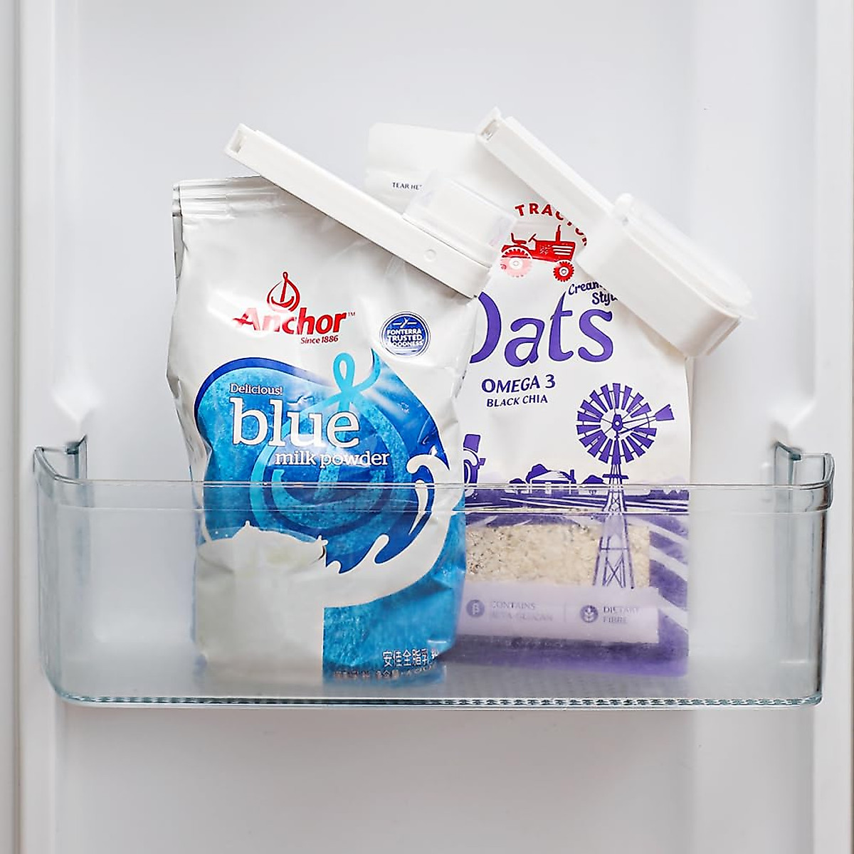 Yvey Food Clip Set, 2 Sizes, Flip-Up Chip Bag Clips for Airtight Food Storage, Durable Plastic Sealing Clips (Square)