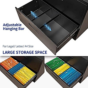 ROOMTEC W25262859 File Storage Cabinets, 2 Drawer, Black