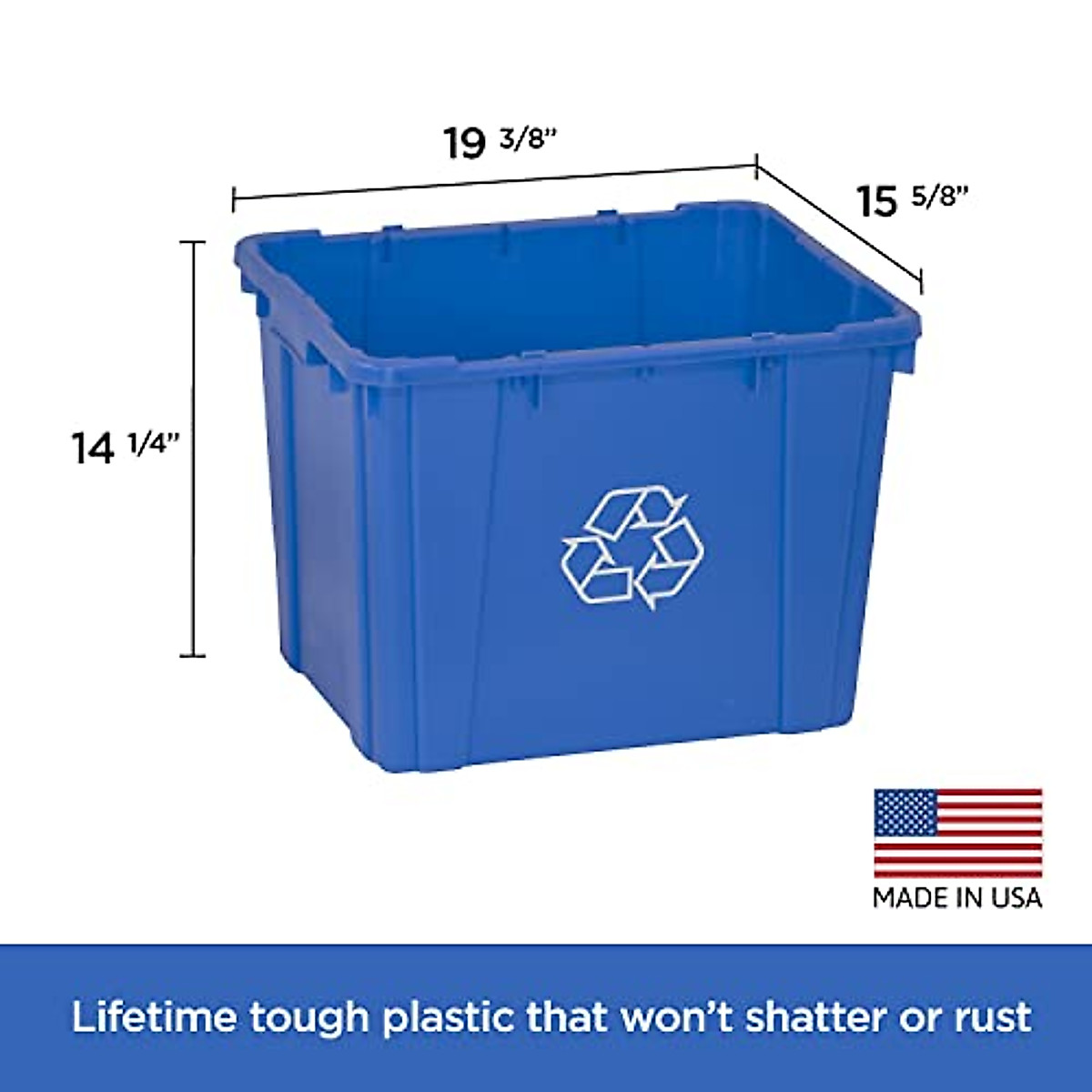 CX 14 Gallon Recycling Bin, Indoor/Outdoor, Stackable (6-Pack)