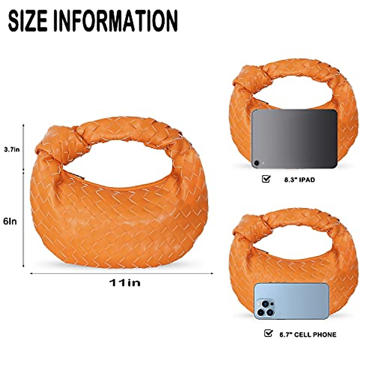 Women Shoulder Bags, Cute Hobo Tote Handbag Mini Clutch Purse Leather Woven HandBag Dumpling Shoulder Bag with Zipper Closure