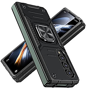 RLUYIDIKS for Samsung Galaxy Z Fold 4 Case,360°Rotate Ring Stand Magnetic Cover Case,Military Grade Protection Shockproof Phone Case,7.6inch for Samsung Galaxy Z Fold 4 5G,Black RUS01-11