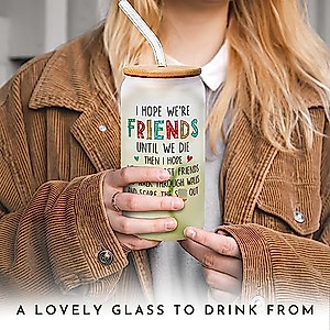Gifts for Friends Female - Friendship Gifts for Women Friends - Best Friend Birthday Gifts for Women - Inspirational Friend Gifts for Women, Bestie Gifts for Women, BFF Gifts - 16 Oz Friend Can Glass