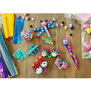 · TIN ROOF · CRAFTS Giant Arts and Crafts Supplies for Kids - Kit for Toddlers Age 4 5 6 7 8 9 – D.I.Y Crafting Collage – Loads of Supplies – Pipe Cleaners - Bag Rainbow Colored Small Pompoms 3/8"