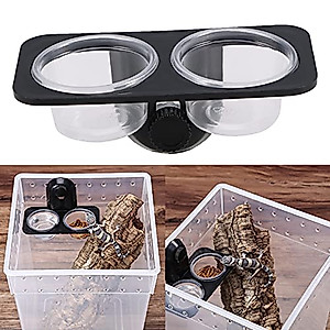 Mipcase 2pcs X Water Drinking Scorpion- Grid Feed Bark Type| Calcium Turtle Ledge-Small Plastic Geckos Sand Feeder Iguana Reptiles Supplies Fountain Cork Double Improved Tank Small