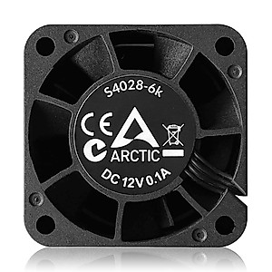 ARCTIC S4028-6K (5 Pack) - 40x40x28 mm Fan, 250-6000 RPM, PWM Regulated, 4-pin Connector, 12 V DC - Black