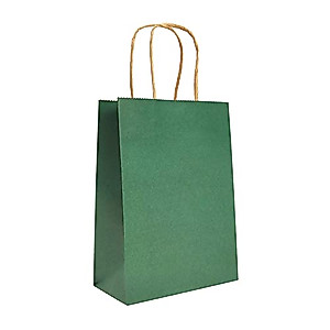 GARROS Green Kraft Paper Bags 5.8x3x8, Gift Bags, Christmas Kraft Bags With Handles, Paper Shopping Bags, Craft Bags, Merchandise Bags,6 Pcs Each