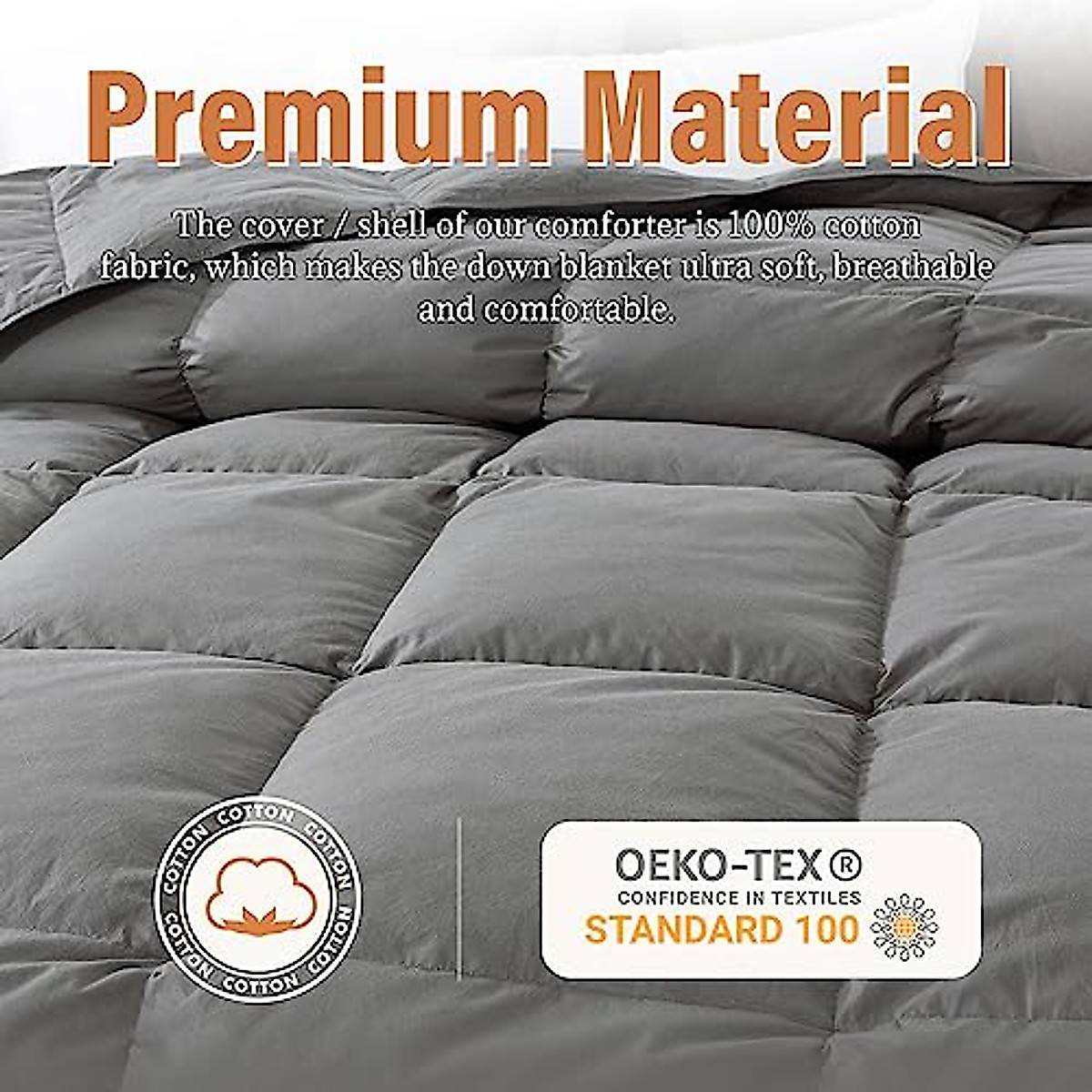 Cosybay Feather Comforter Filled with Feather & Down- All Season Grey Cal King Size Down Duvet Insert- Luxurious Hotel Bedding Comforters with 100% Cotton Cover - California King 104 x 96 Inch