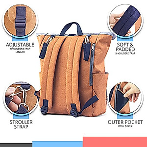 Ferskenciel Diaper Bag Backpack – Minimalist Multi Function Large Durable Stylish Travel Maternity Baby Girl Boy Nappy Bag with Stroller Straps, Insulated Bottle Pockets, Parents Pocket, Brown Grey