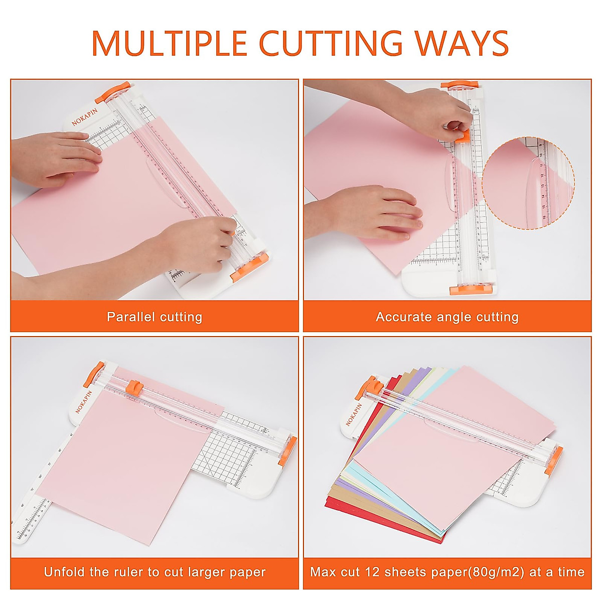 Paper Cutter, 12 Inch Guillotine Paper Trimmer a4 with Automatic Security Safeguard and Side Ruler for Coupon, Craft Paper and Photos (White)