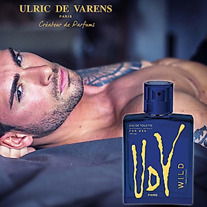 Ulric De Varens Wild Eau De Toilette for Men - Young, Energetic, and Confident- Bold and Fearless Notes of Rosemary, Elemi, Patchouli, and Sandalwood-Make an Unforgettable Impression - 3.4 Fl Oz