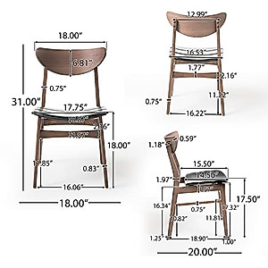 Christopher Knight Home Anise Leather / Walnut Dining Chairs, 2-Pcs Set, Dark Brown / Walnut Finish